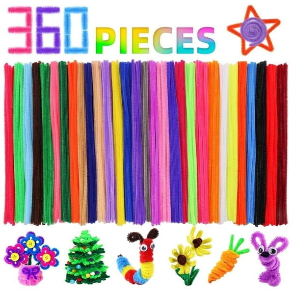 CandWuom Pipe Cleaners for Crafts, 360 Pieces 30 Colors 6 mm x 12 inch ...