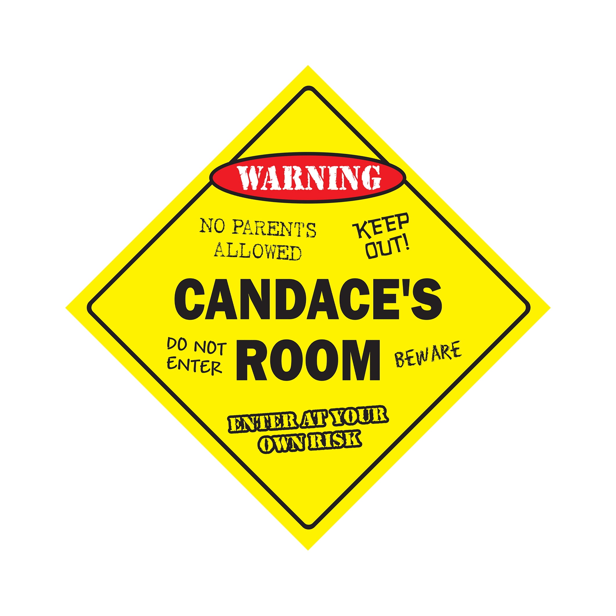Candace's Room Sign Crossing Zone Xing | Indoor/Outdoor | 20" Tall kids ...