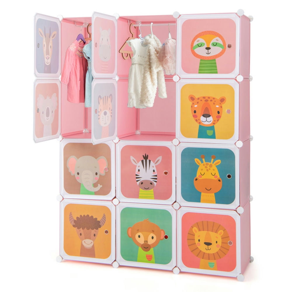 Canddidliike 12 Cube Kids Wardrobe Closet with Hanging Section and ...