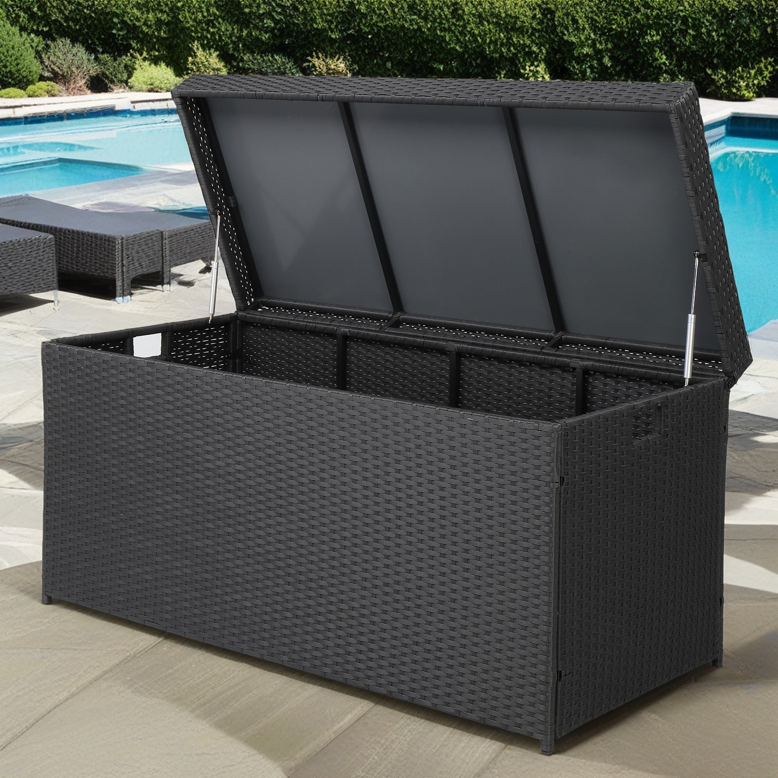 Canddidliike 132 Gallon Outdoor Wicker Deck Box, Rattan Garden Storage ...