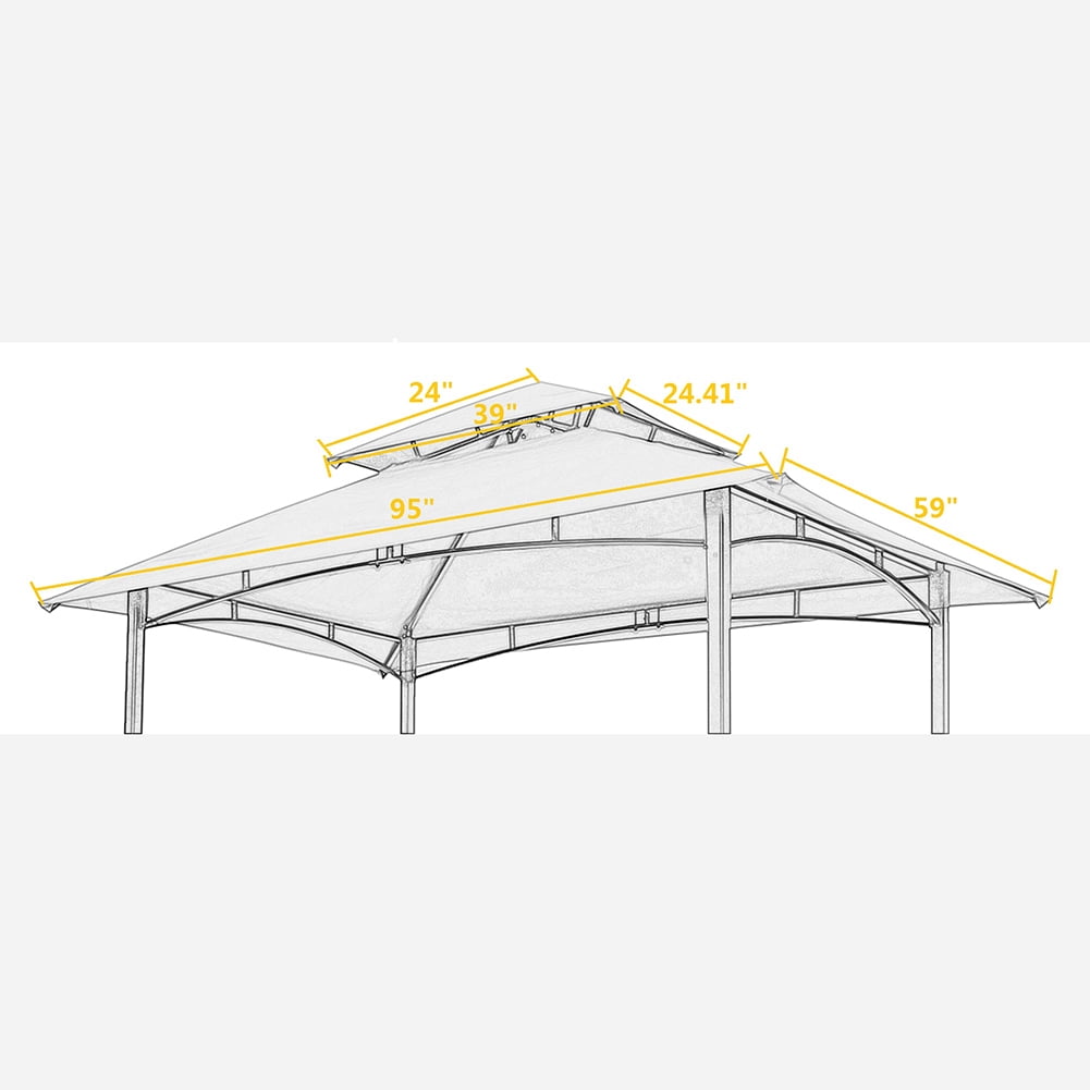 Canddidliike 13x10 Ft Patio Double Roof Gazebo Replacement Canopy Top ...