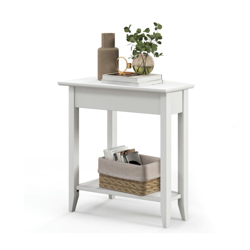 Canddidliike 2-Tier Wedge Narrow End Table with Storage Shelf and Solid ...
