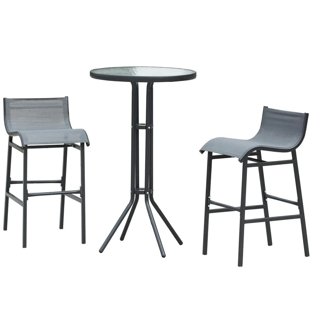 Canddidliike 3-Piece Bar Height Outdoor Bistro Set for 2, Bistro Table ...