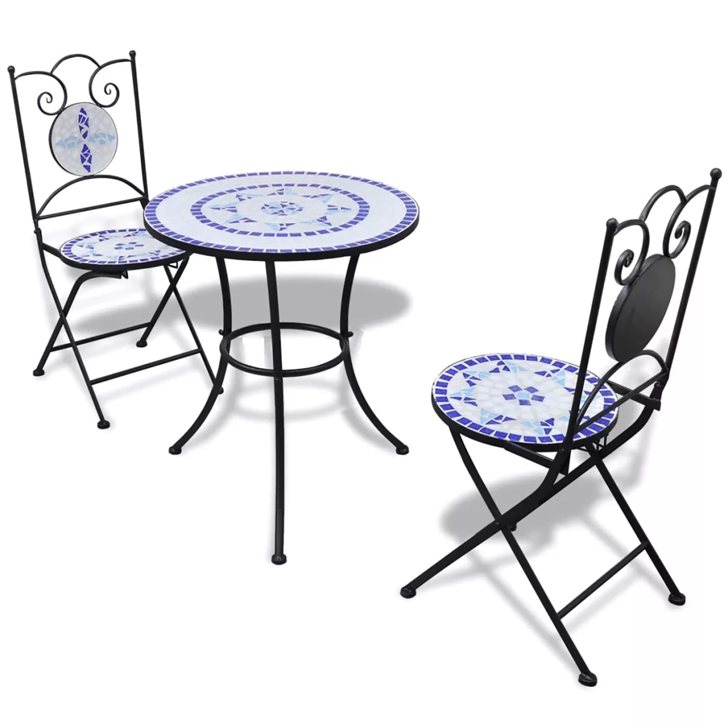 Canddidliike 3 Piece Ceramic Tile Bistro Table Set w/2 Porch Chairs for ...
