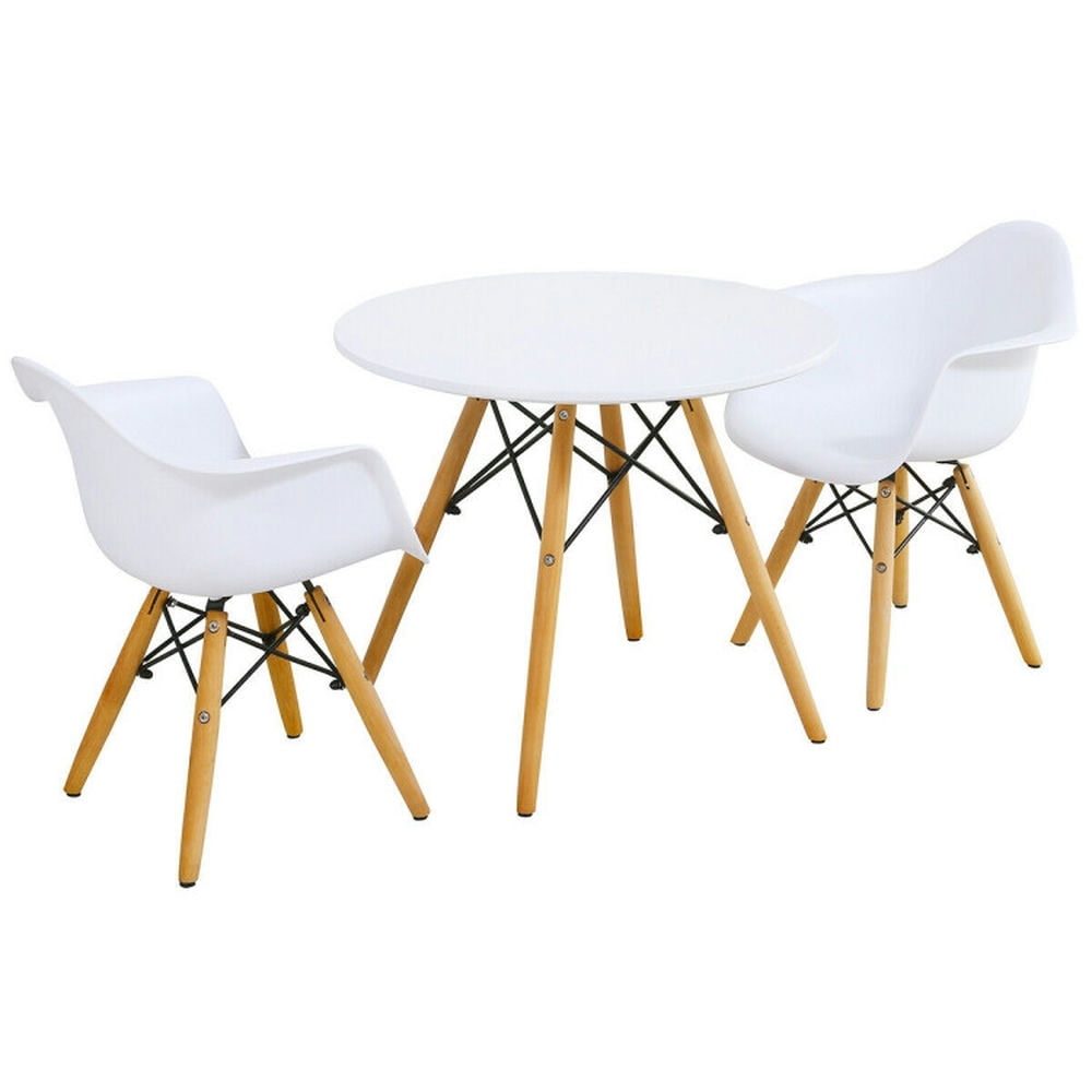 Canddidliike 3 Pieces Kid's Modern Round Table Chair Set, Kids Table ...