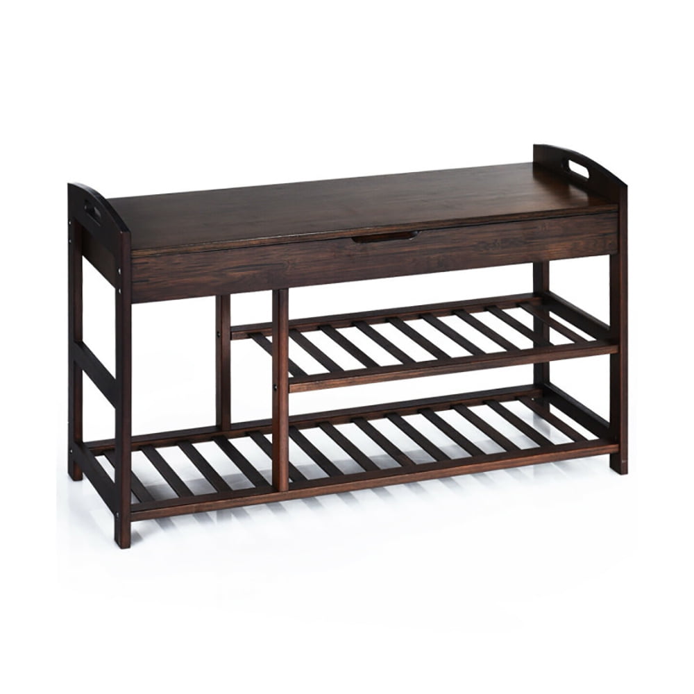 Canddidliike 3-Tier Bamboo Shoe Bench Entryway Storage Rack with ...