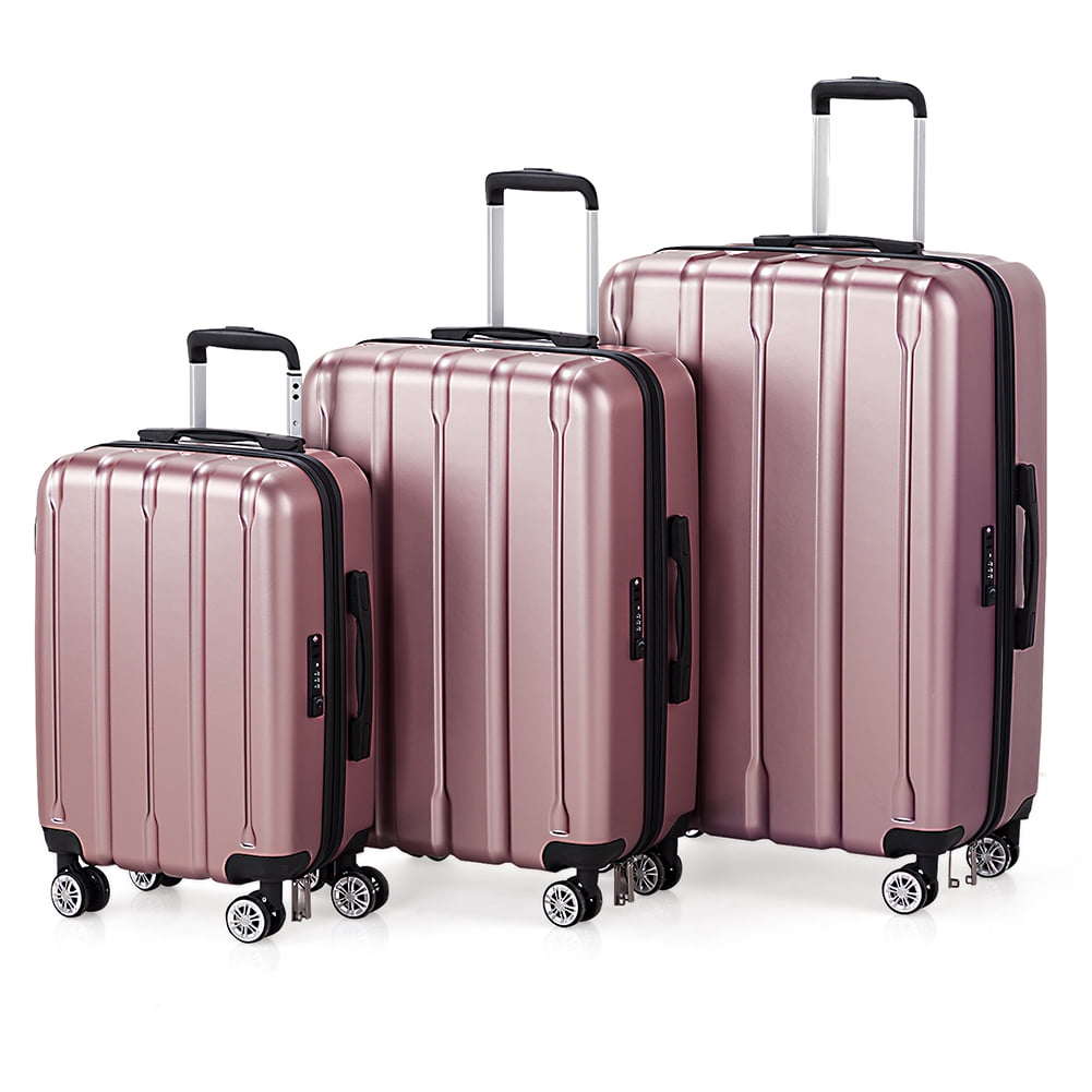 Canddidliike 3-in-1 Vertical Stripe Luggage Set, 3 Pieces Luggages with ...