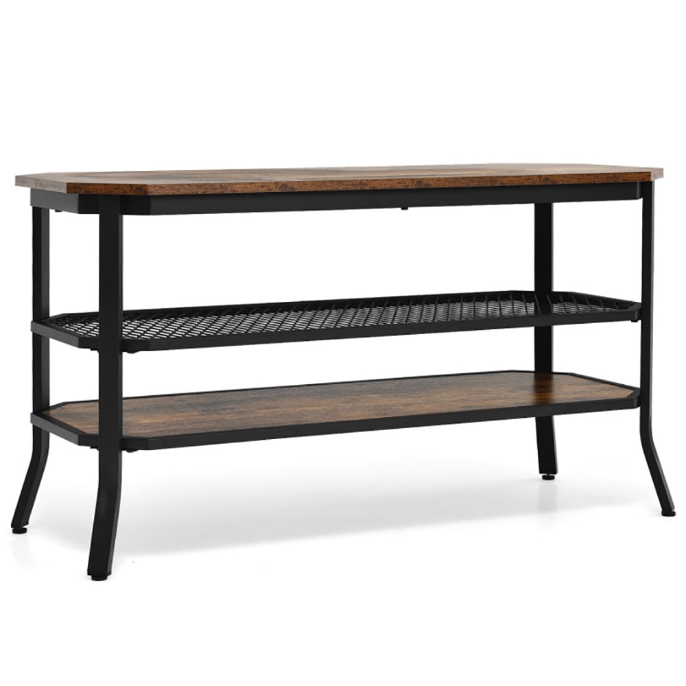 Canddidliike 3-tier Console Table TV Stand with Mesh Storage Shelf ...