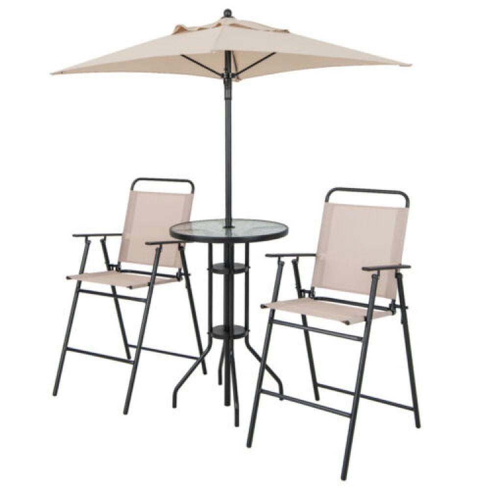 Canddidliike 4 Pieces Outdoor Folding Bar Chairs Set with A 51.5" x 51. ...