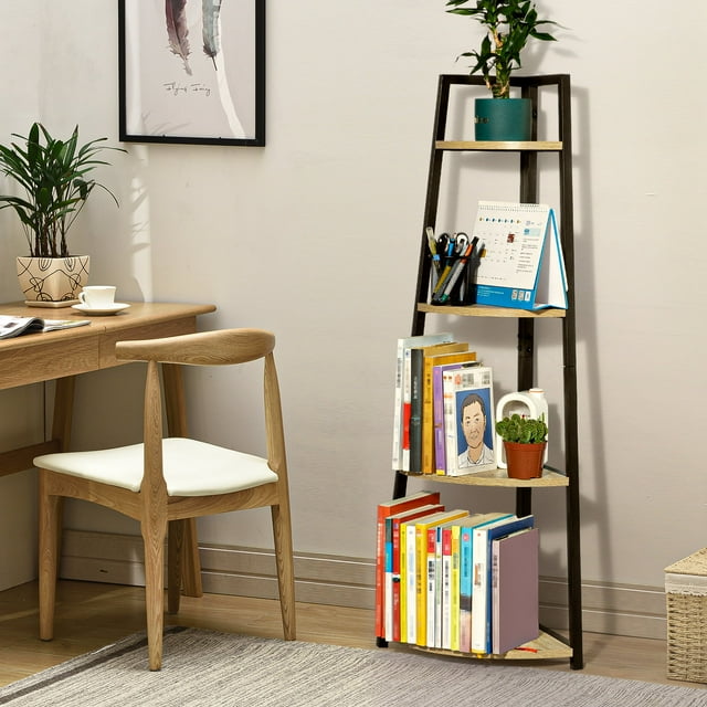 Canddidliike 4-Tier Corner Shelf, Triangular Shelf for Cubicle Floor ...