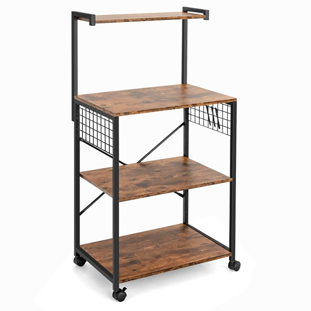 Canddidliike 4-Tier Kitchen Baker’s Rack on Wheels, Bakers Rack Kitchen Storage Shelf - Walmart.com