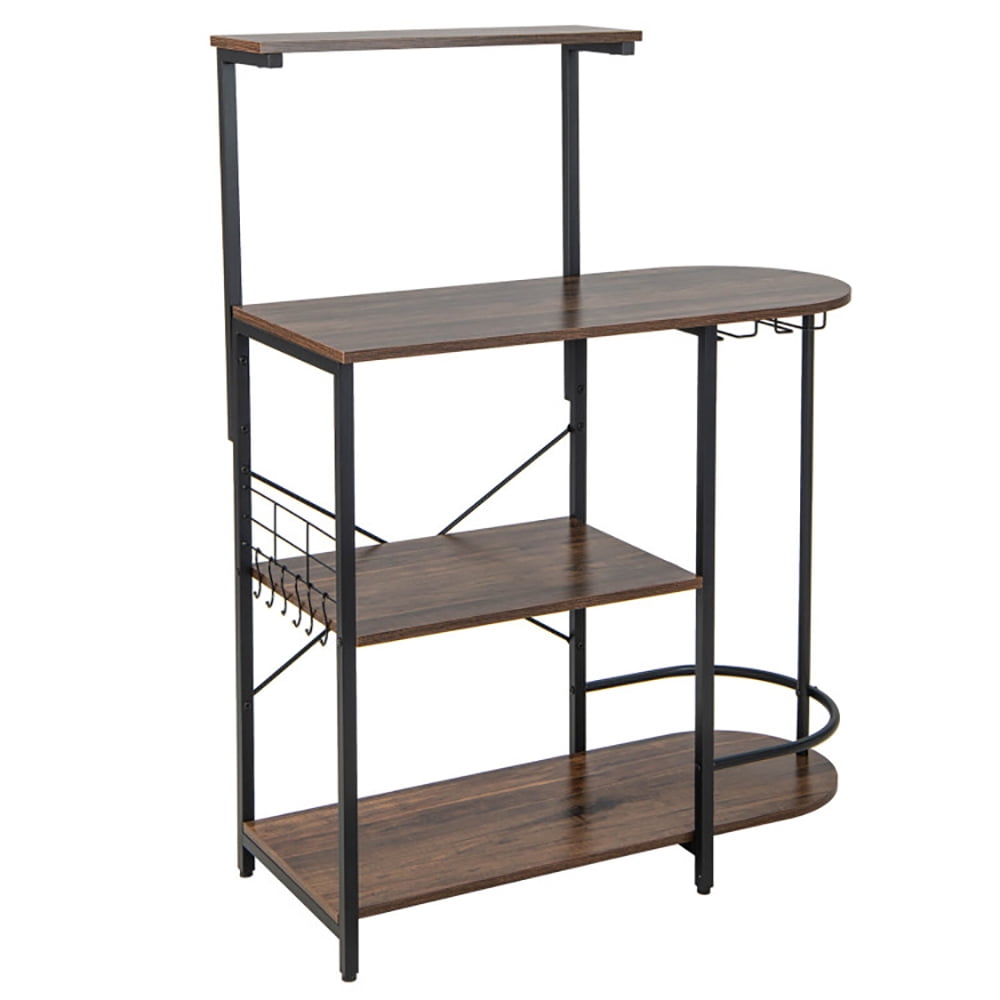 Canddidliike 4-Tier Kitchen Bakers Rack with 6 S-Hooks and Stemware ...