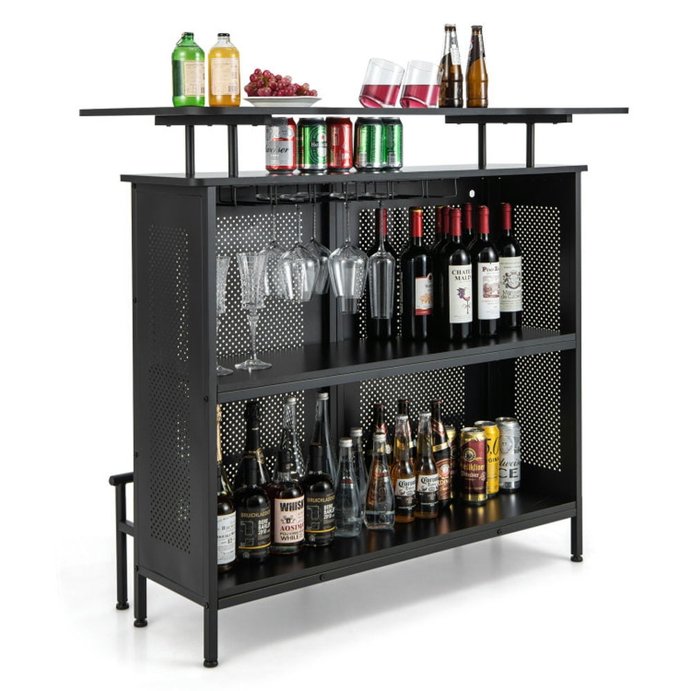 Canddidliike 4-Tier Liquor Bar Table with 6 Glass Holders and Metal ...