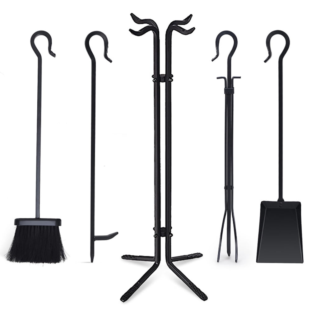 Canddidliike 5 Pieces Fireplace Iron Standing Tools Set, Fire Place Set ...