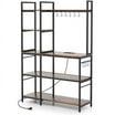 Bakers Rack with Power Outlet, Kitchen Stand with Storage Shelf and ...