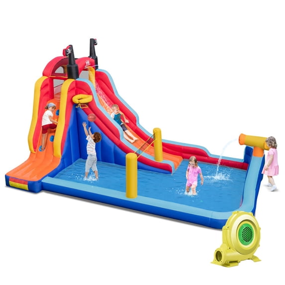 Canddidliike 5-in-1 Inflatable Bounce House with 2 Water Slides and ...