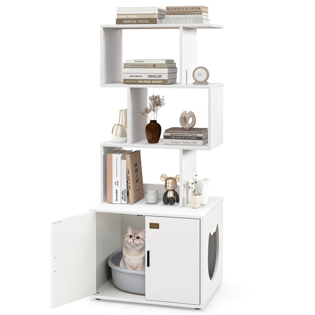 Canddidliike 56 Inch Tall Cat Litter Box Enclosure with Storage, Cat ...