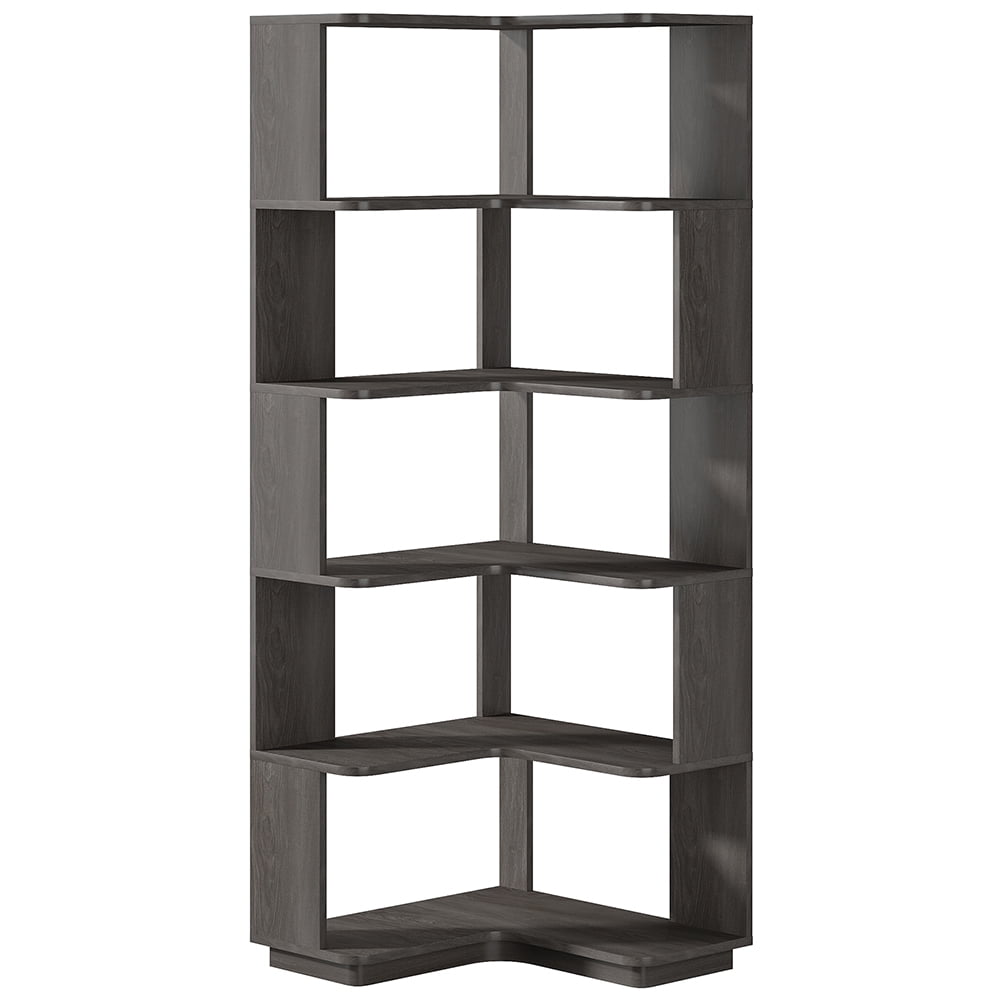 Canddidliike 6-Tier Corner Bookshelf, 64.96" Corner Bookcase with Anti ...