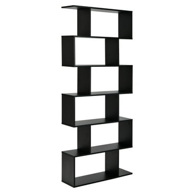 Dextrus 5-Tier S-Shaped Bookshelf, Geometric Bookcase Wooden Z-Shelf ...