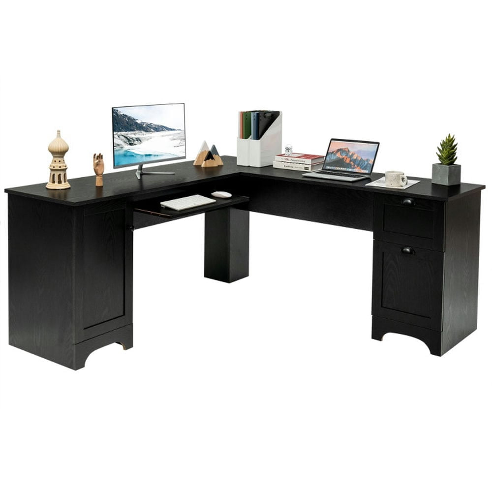 Canddidliike 66 x 66 Inch L-shaped Corner Computer Desk with Drawers ...