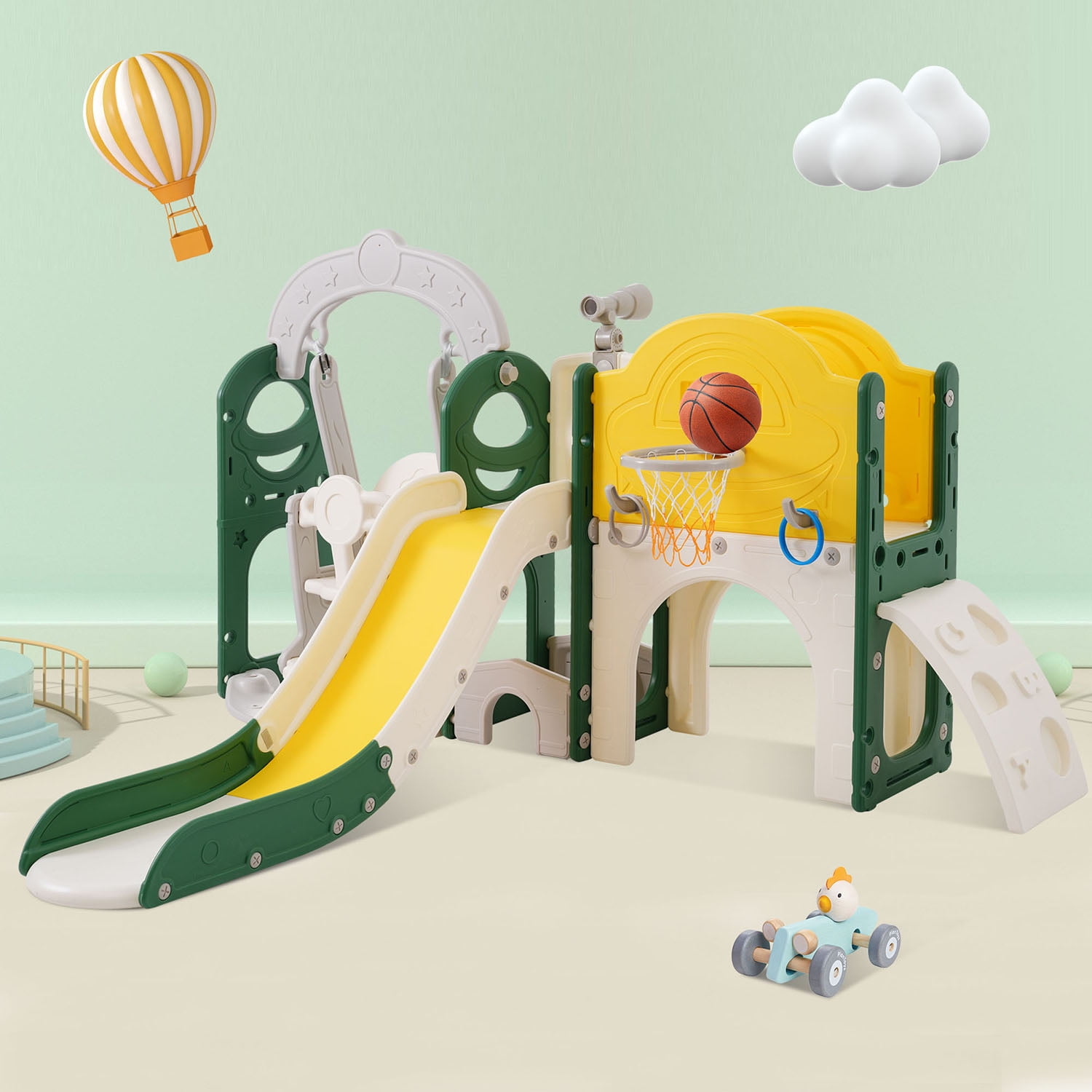 Canddidliike 7 in 1 Kids Slide Playset, Freestanding Kids Climbers ...