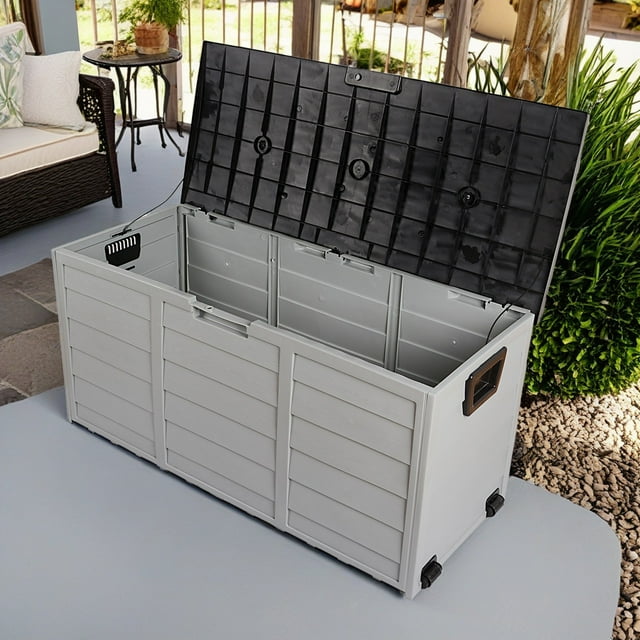 Canddidliike 75 Gallon Resin Waterproof Plastic Outside Storage Chest ...