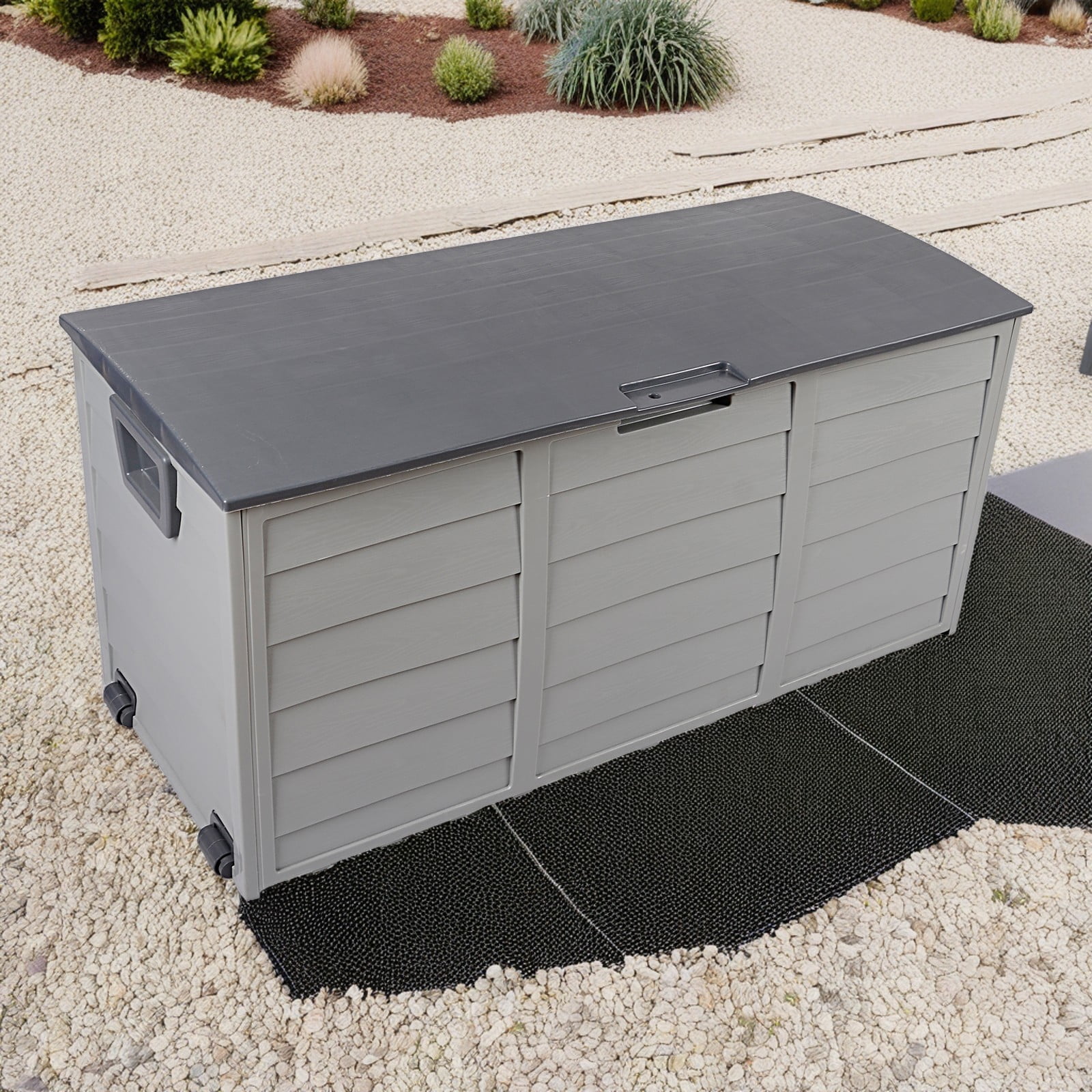 Resenkos 75 Gallon Wicker Patio Deck Box, Grey Storage Chest, 44x21 ...