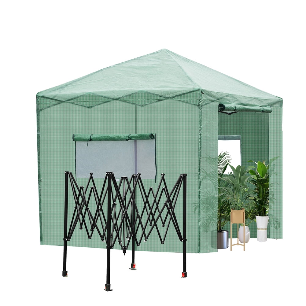 Canddidliike 8*8ft Portable Greenhouse with Front Roll-up Zipper Entry ...