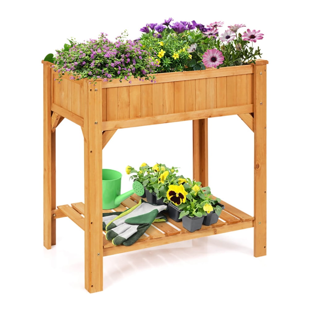 Canddidliike 8 Grids Wood Elevated Garden Planter Box Kit with Liner ...