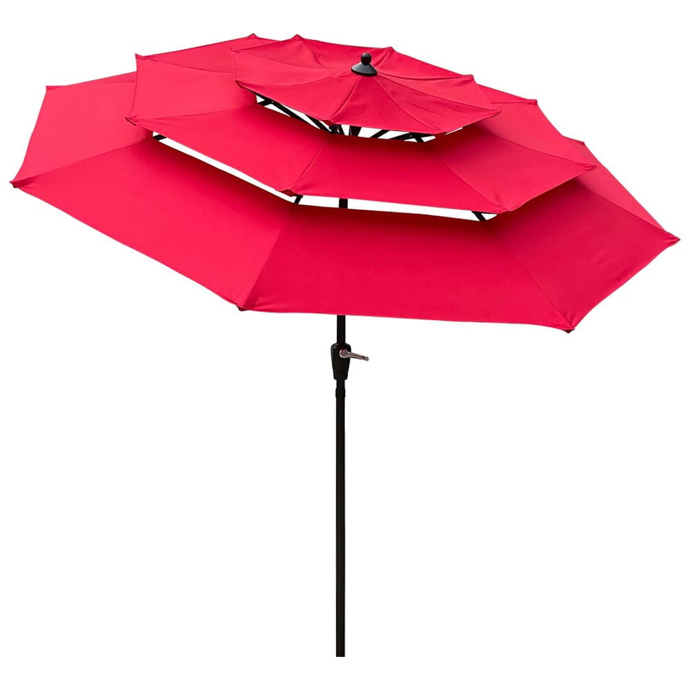 Canddidliike 9 Ft 3-Tiers Outdoor Patio Umbrella with Crank, Tilt and ...