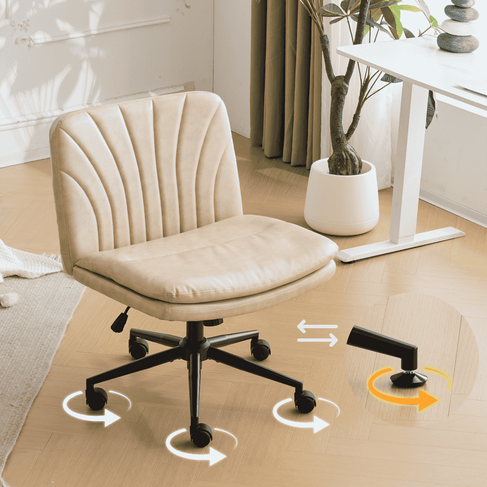Canddidliike Criss Cross Chair with Wheels, Dual-Base Wide Armless ...
