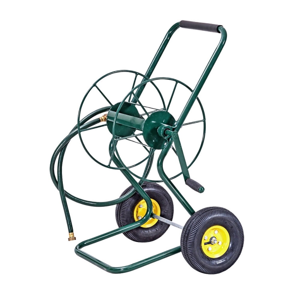 Canddidliike Garden Steel Frame Wheeled Hose Reel Cart, Hose Steel ...
