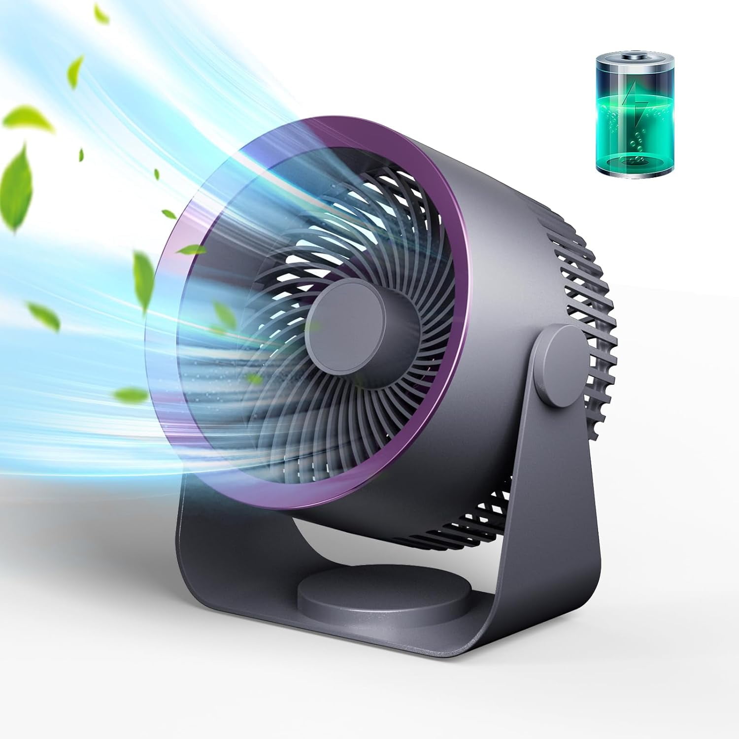 Canddidliike Grey Small Desk Fan, Table Fans for Home Use, 90° Angle ...