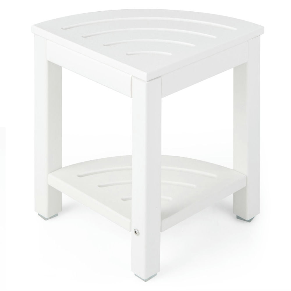 Canddidliike Heavy Duty Corner Shower Bench Stool with Storage Shelf ...