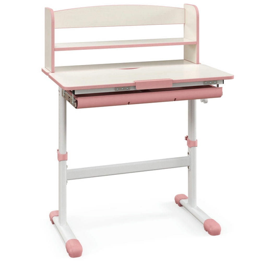 Canddidliike Height Adjustable Kids Study Desk with Tilt Desktop-Pink ...