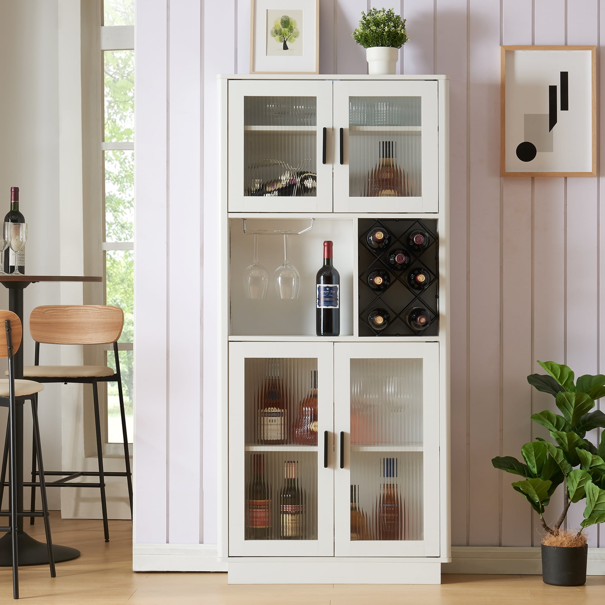 Canddidliike LED Wine Bar Cabinets with Wine Rack, Storage Cabinet ...