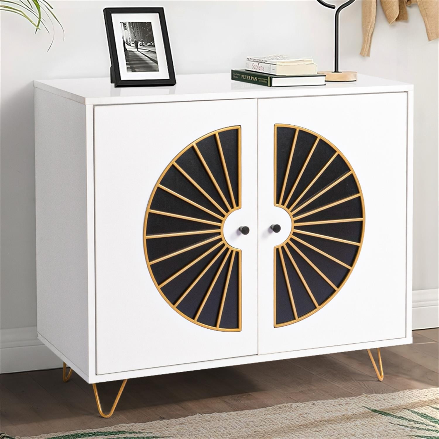 Canddidliike Modern White Bar Cabinet for Wine Bottles and Glasses ...