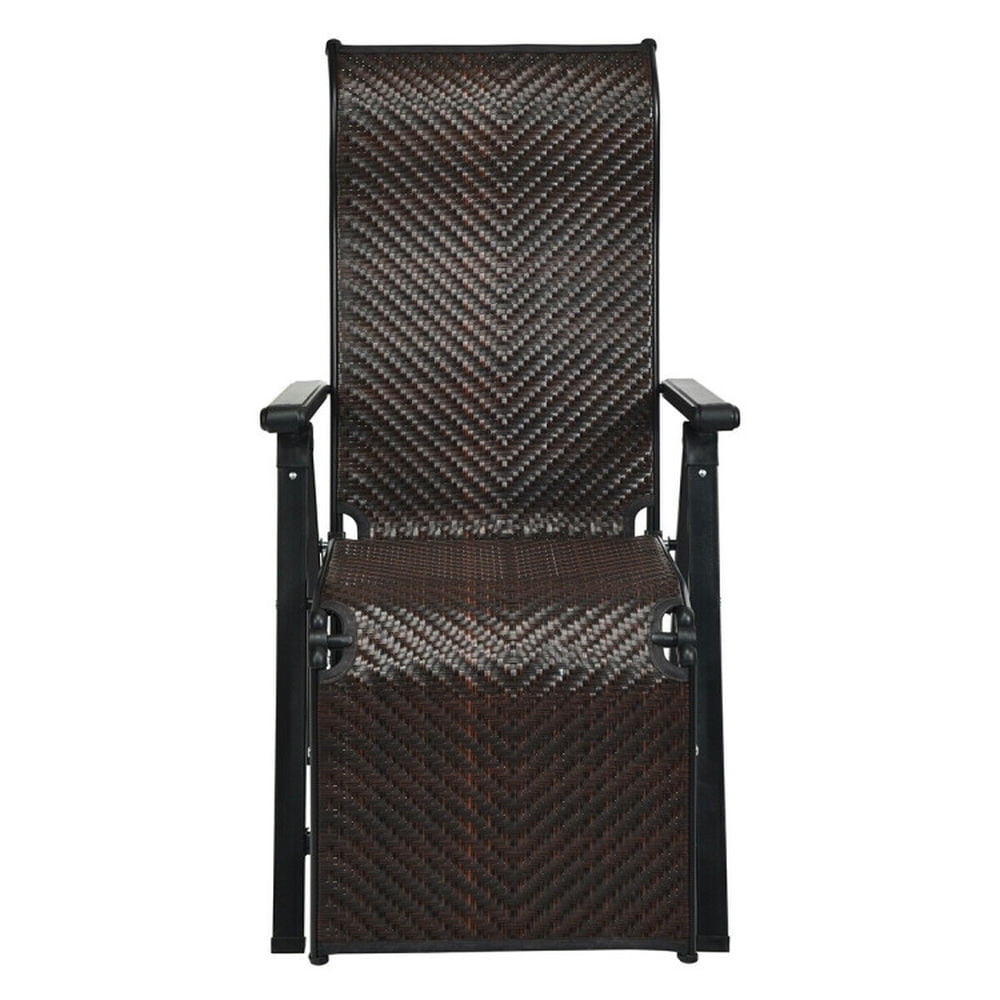 Canddidliike Patio Rattan Folding Lounge Recliner, Back Adjustable ...