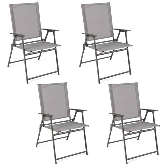 Canddidliike Set of 4 Patio Folding Chair Set with Rustproof Metal ...