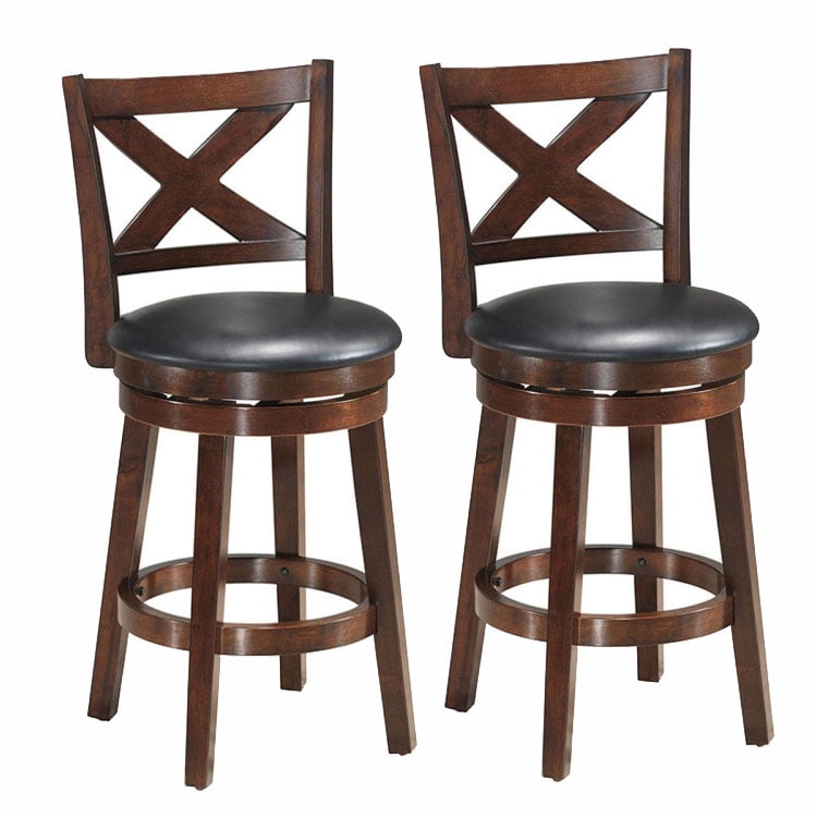 Canddidliike Swivel X-back Upholstered Counter Height Bar Stool with ...