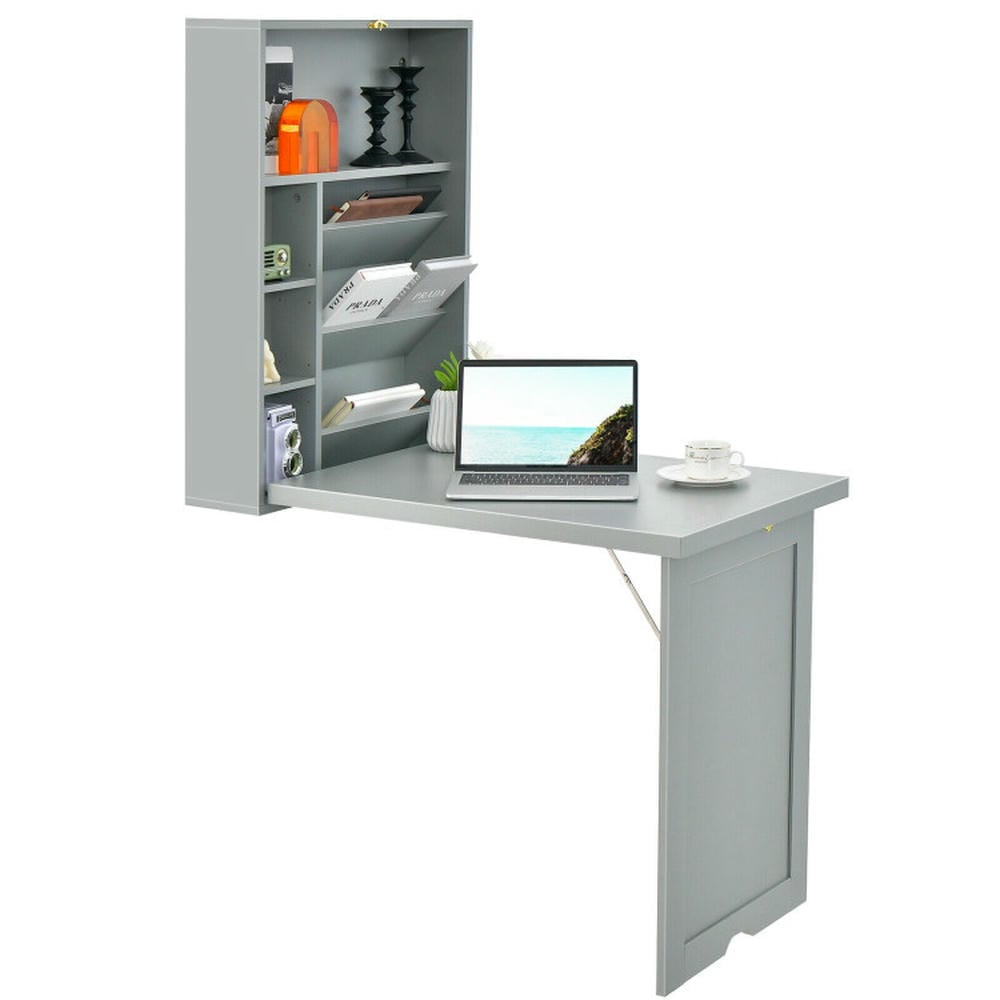 Canddidliike Wall-Mounted Fold-Out Convertible Floating Desk Space ...