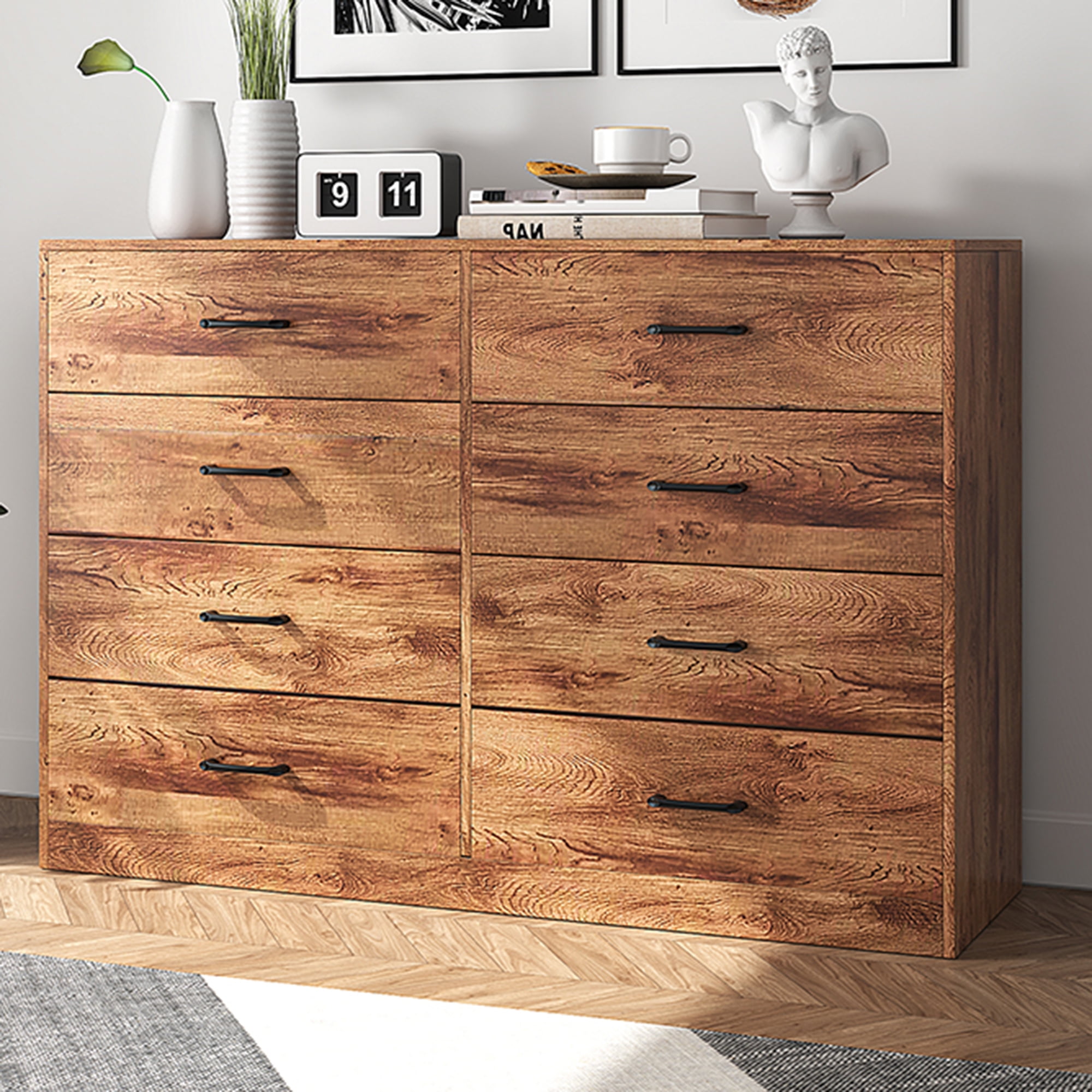 Canddidliike Wide Double Dresser with 8 Foldable Fabric Drawers, Large ...