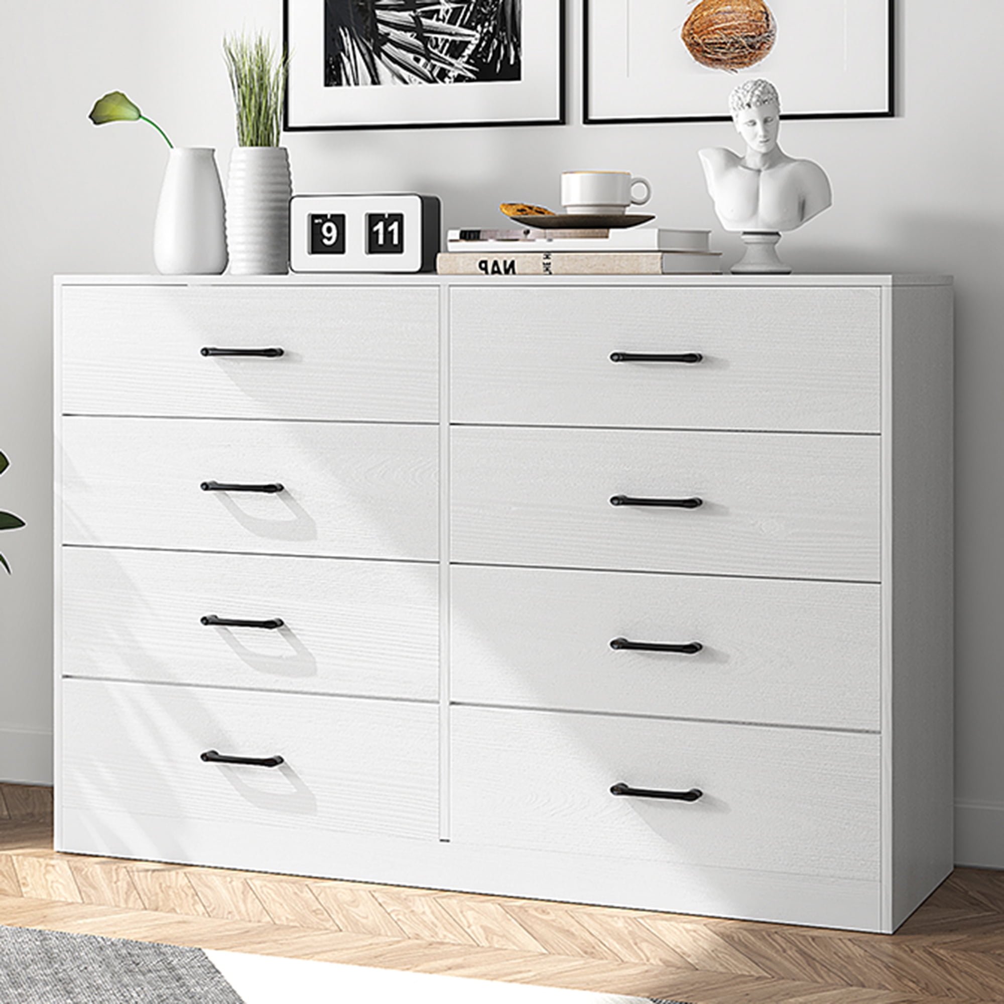 Canddidliike Wide Double Dresser with 8 Foldable Fabric Drawers, Large ...