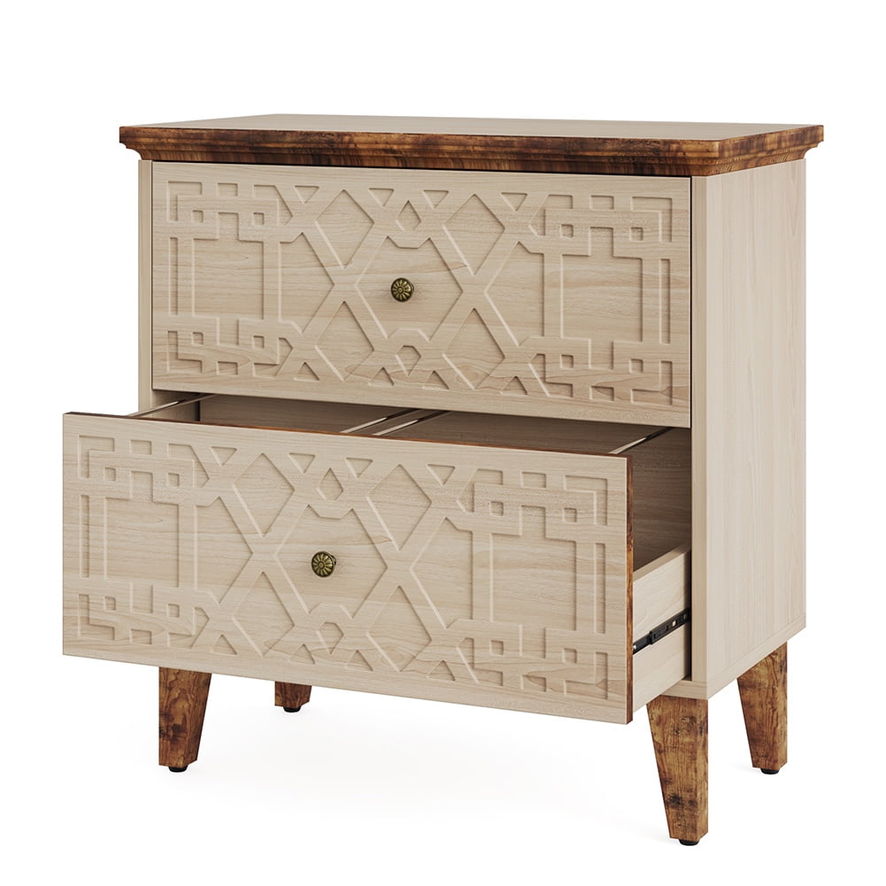 Canddidliike Wood File Cabinet, 2-Drawer Filing Cabinet Storage Cabinet ...