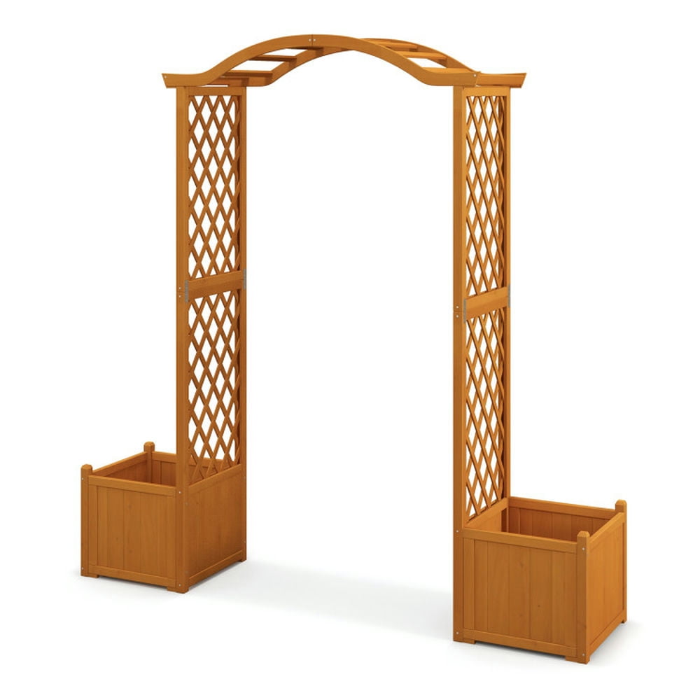 Canddidliike Wooden Garden Arbor with Planter and Trellis, Garden Arbor ...