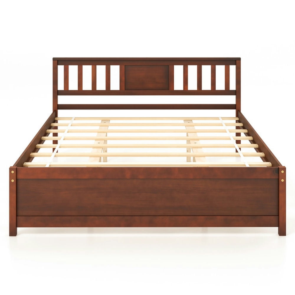 Canddidliike Wooden Platform Bed with Headboard and Slat Support-Queen ...