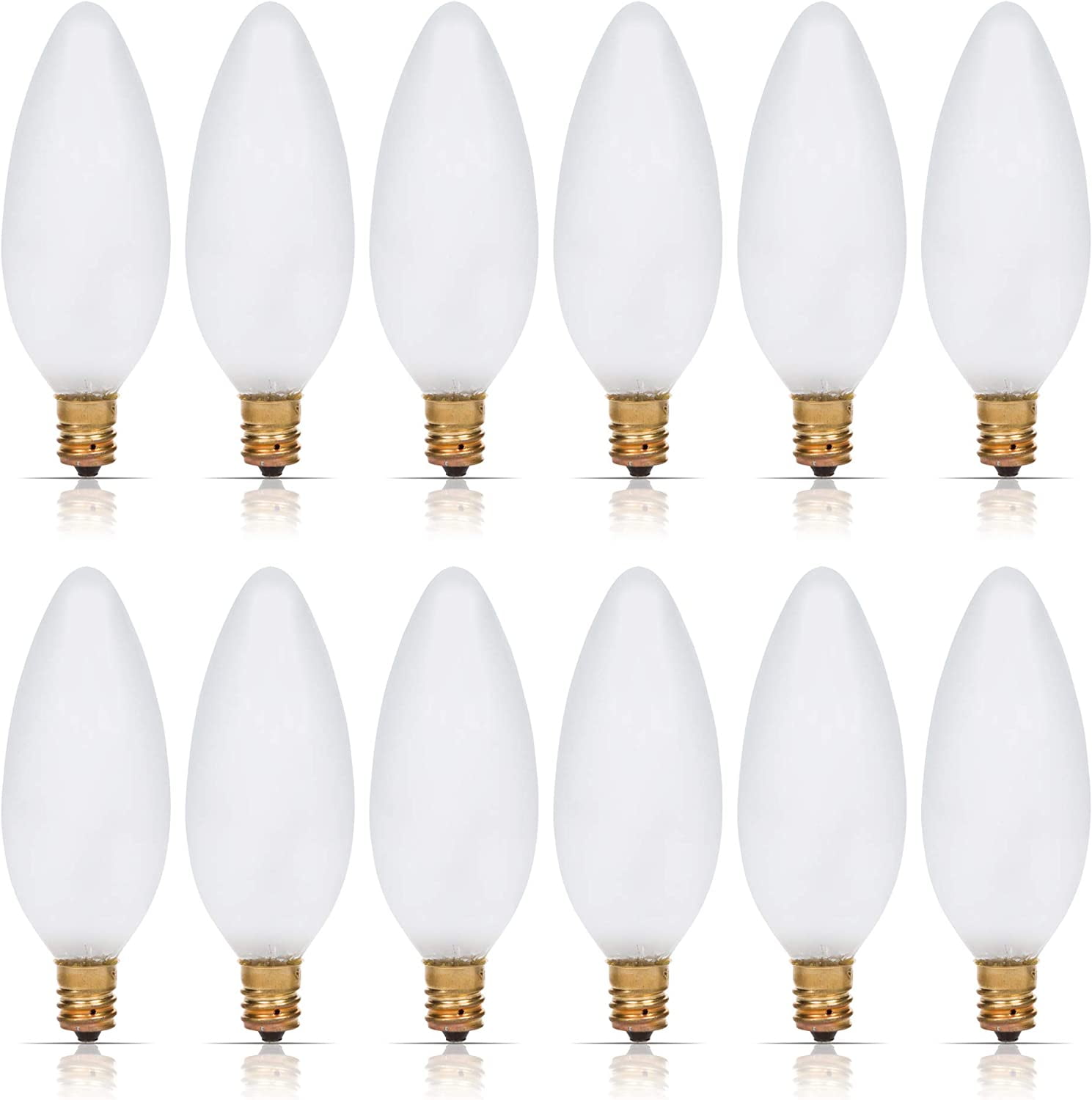 Candelabra Torpedo Frosted B10 25W E12 Base (12 Pack) Decorative ...