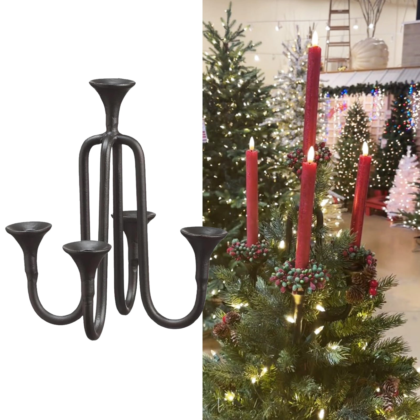 Candelabra Tree Topper Plastic Candle Holder Xmas Tree Decoration Taper ...