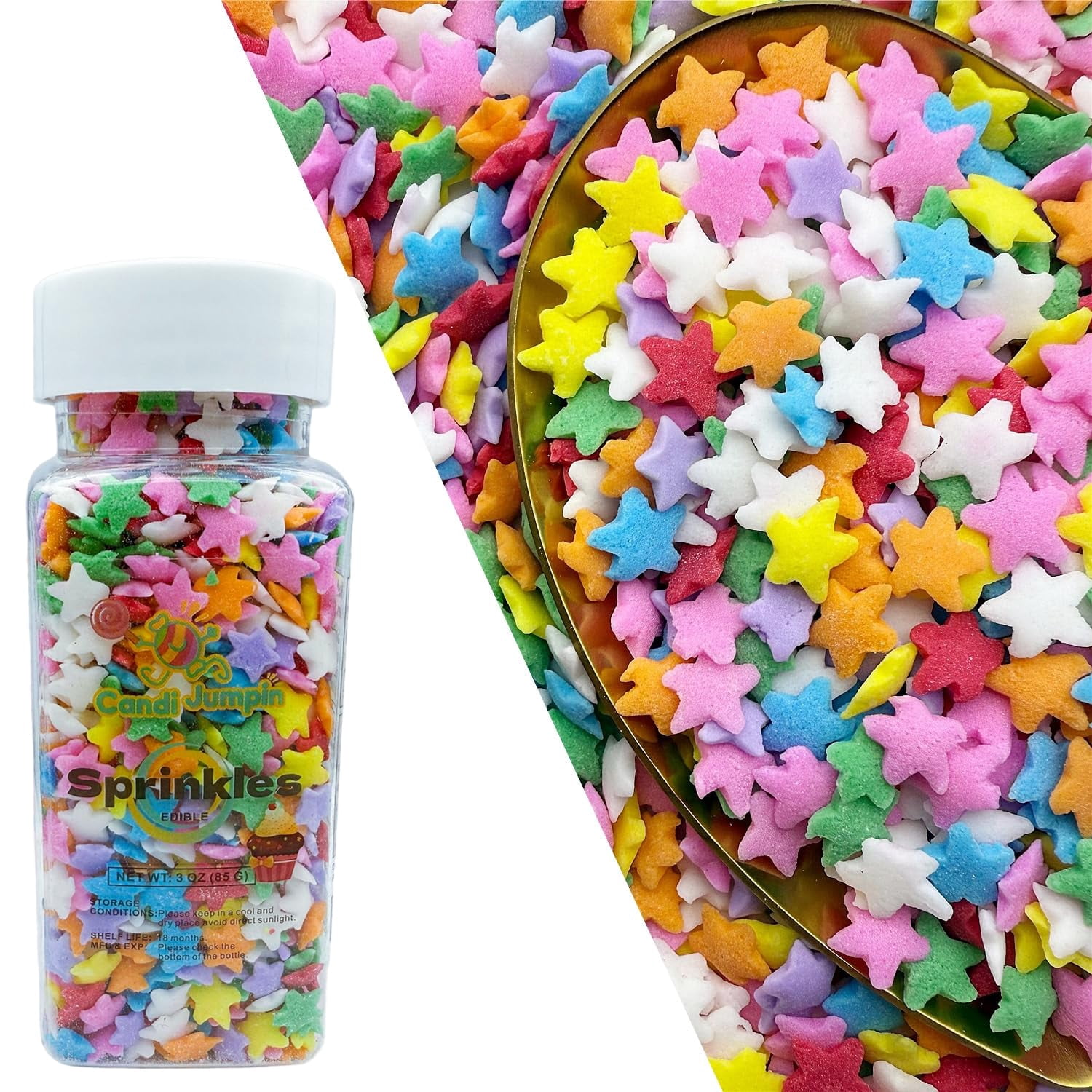 CandiJumpin Edible Confetti Stars GGA1 for Cake Decorating, Rainbow ...