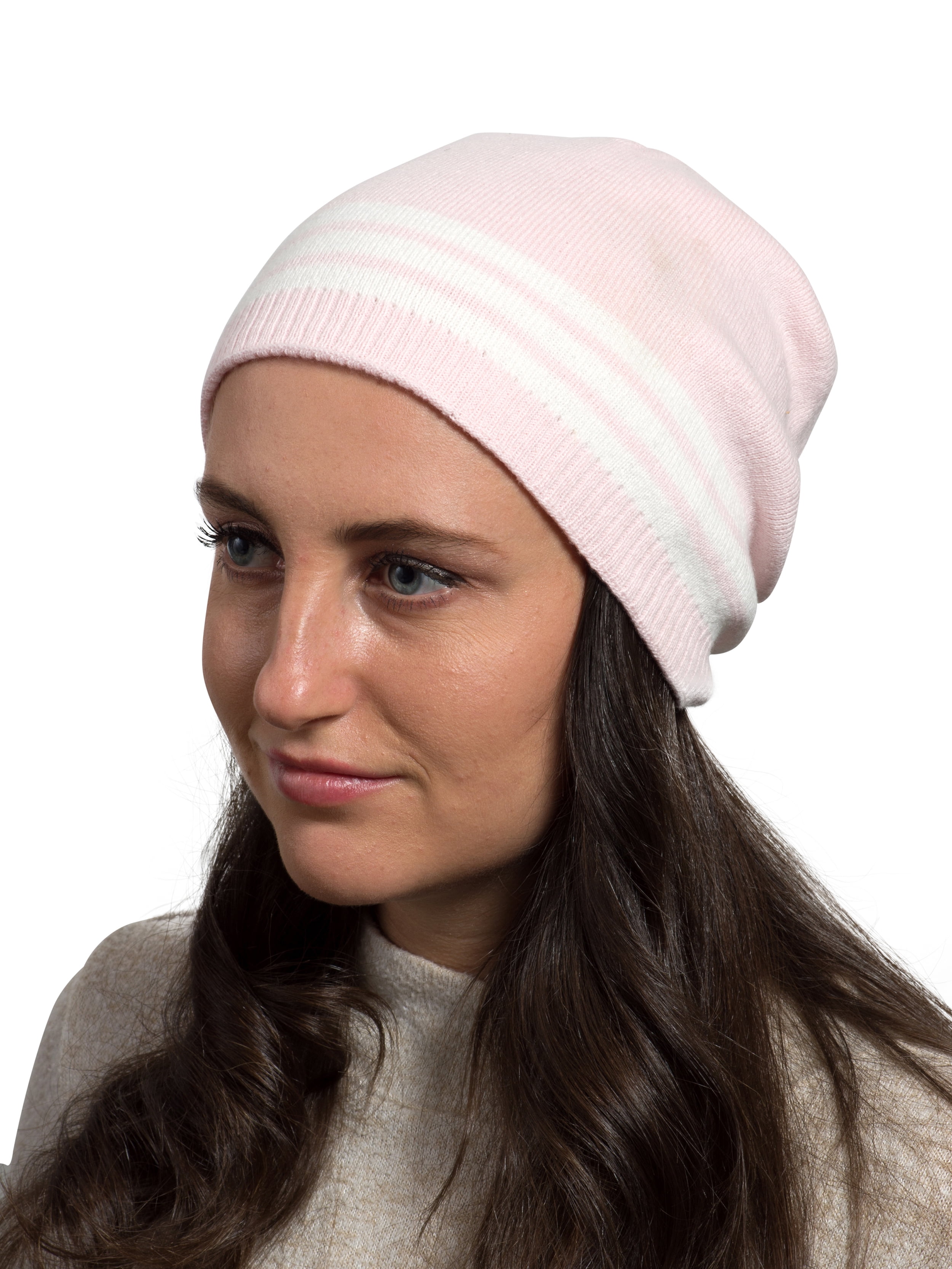 Candid Men's & Women's Pink Striped Cotton Slouchy Beanie Cap for All ...